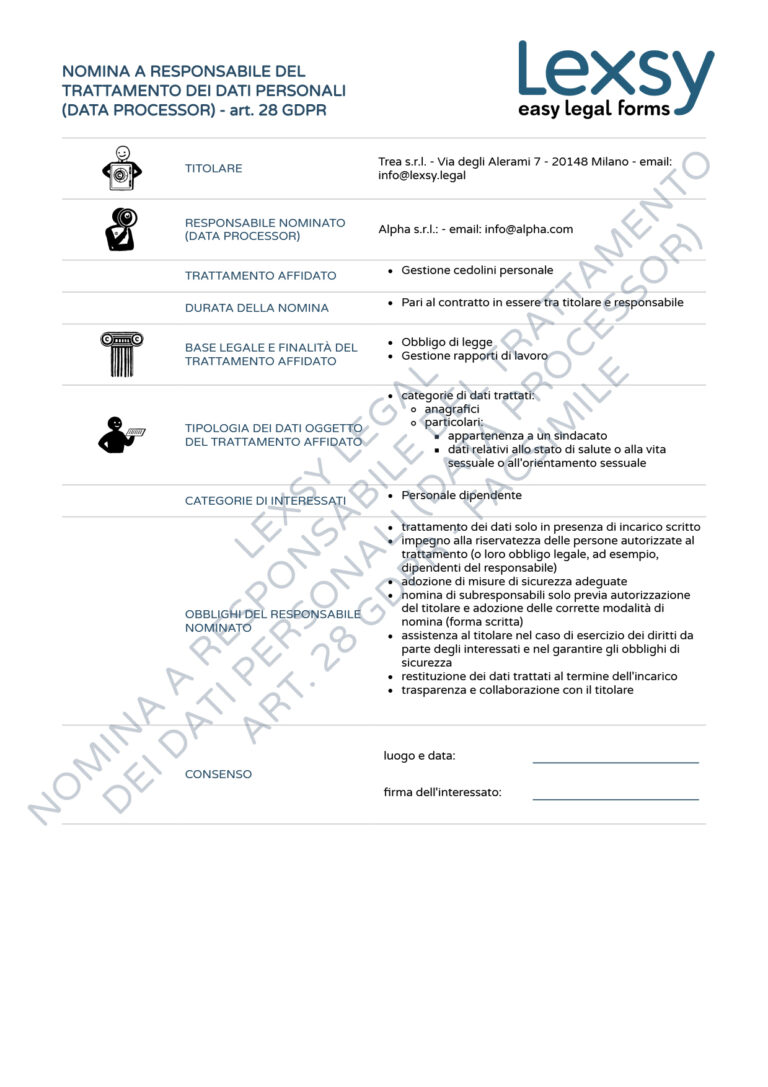 Modello Informativa trattamento dei dati personali | art. 13 GDPR ...